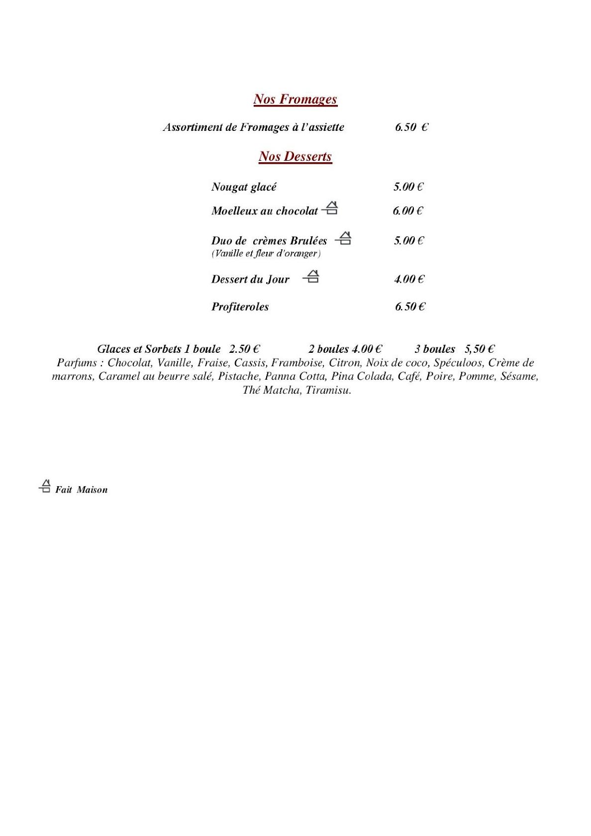 Menu au Hôtel Restaurant Bar Le Sauvage, Tournus