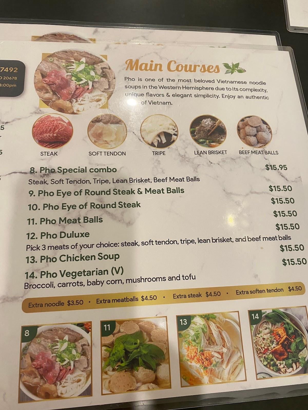 Menu at Pho Town & Grill restaurant, Prince Frederick