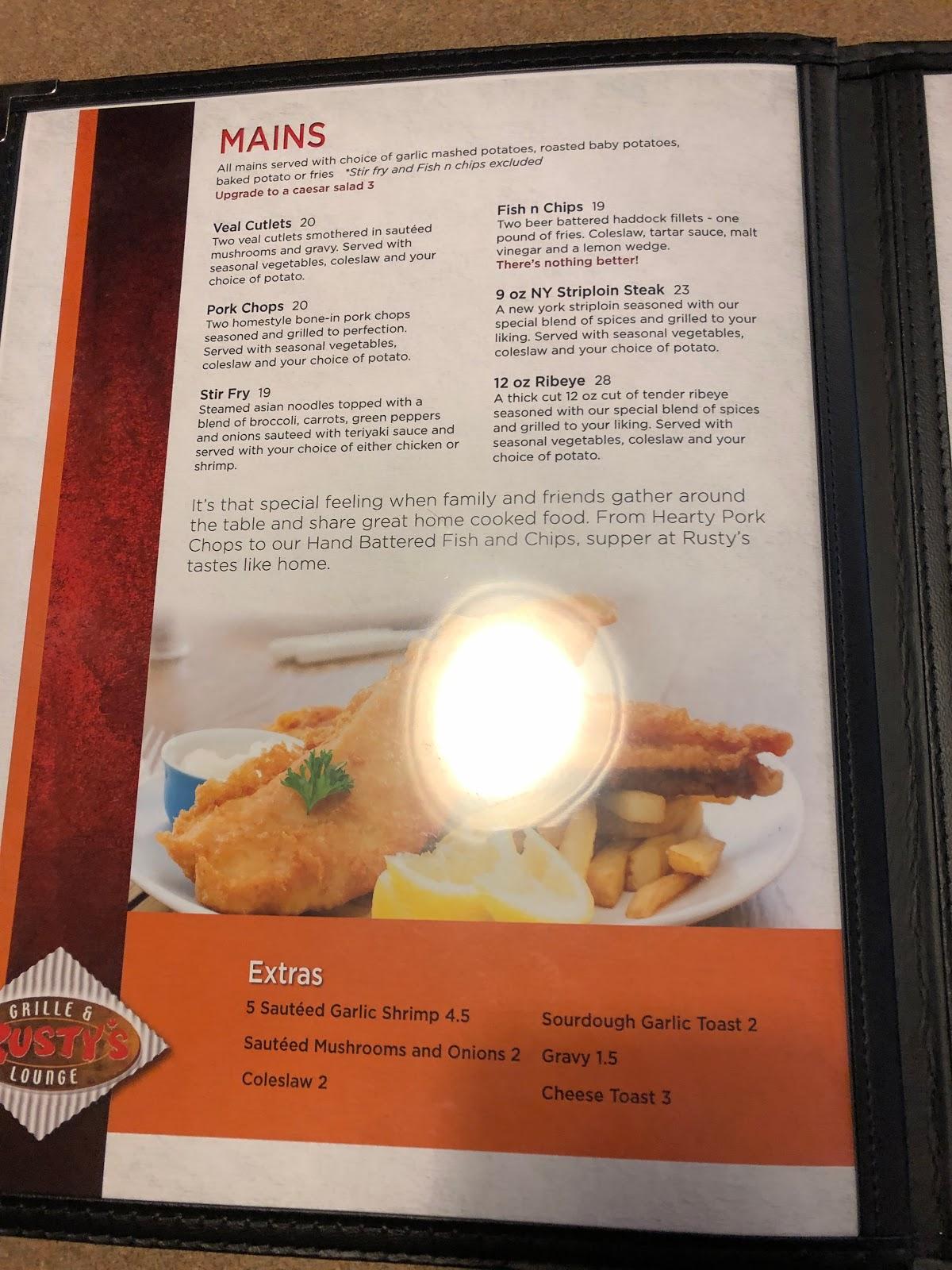 Menu at Rusty's Grille & Lounge pub & bar, Lloydminster