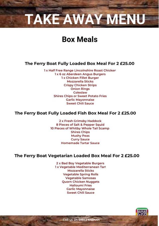 Menu at The Ferry Boat Bar and Kitchen, Scunthorpe