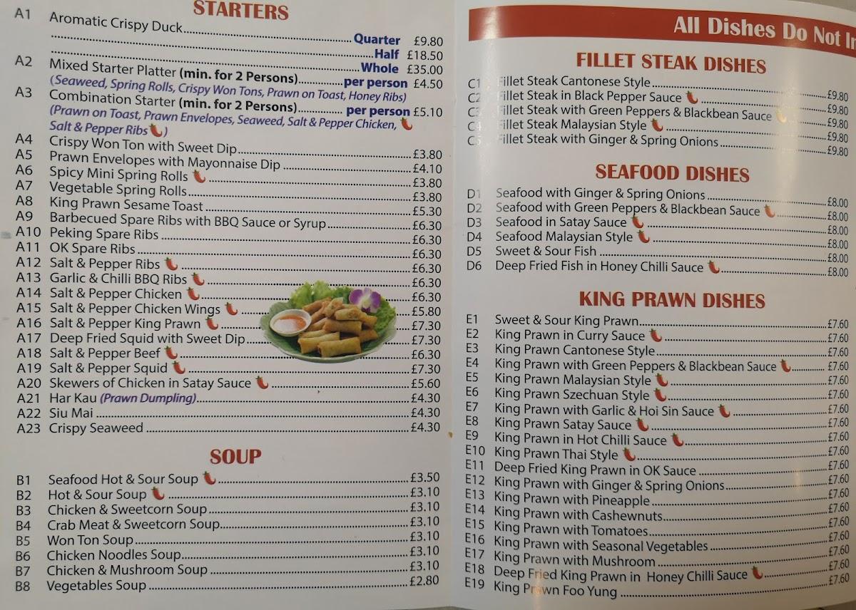 Menu at The Hoho restaurant, Ashton-under-Lyne