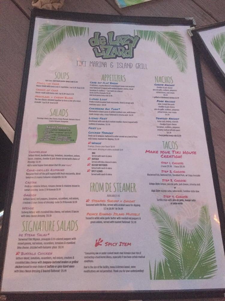 Menu at de Lazy Lizard pub & bar, Ocean City
