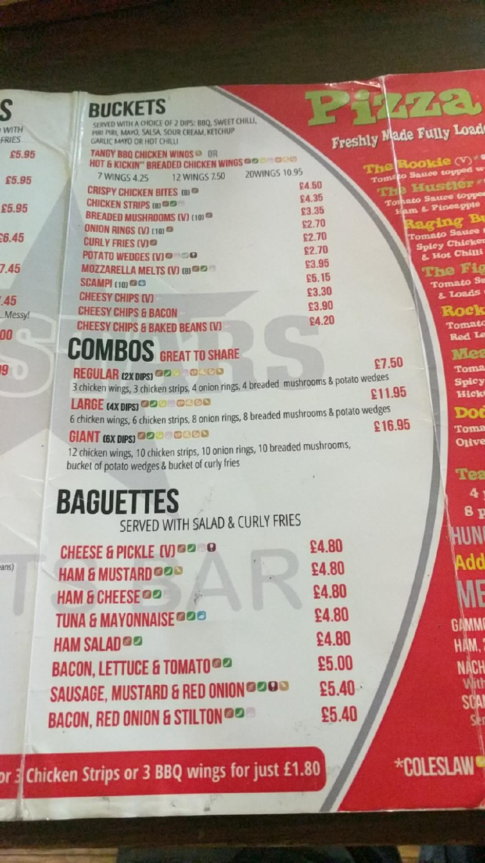Menu at Allstars Sports Bar, Weston-super-Mare