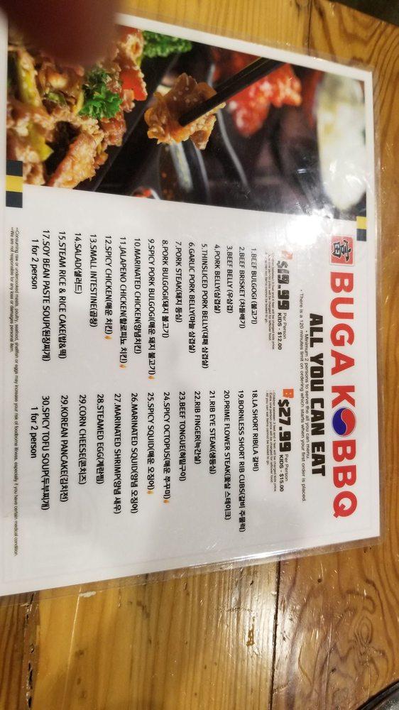 Menu at BUGA Korean BBQ, Rowland Heights