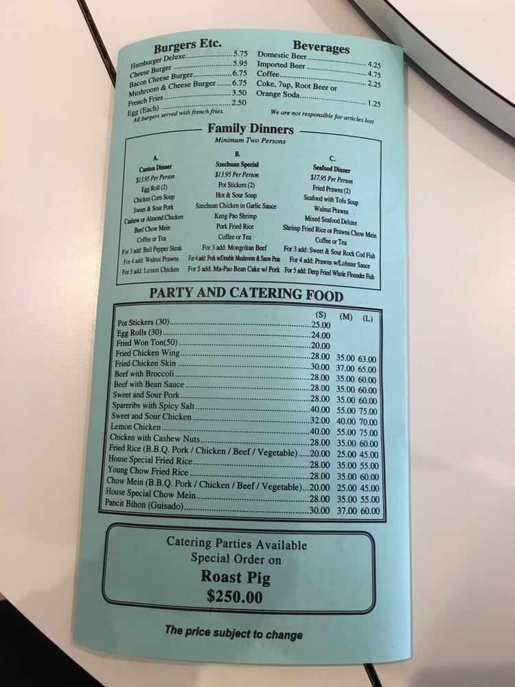 Menu at Pacific Restaurant, Daly City, Mission St