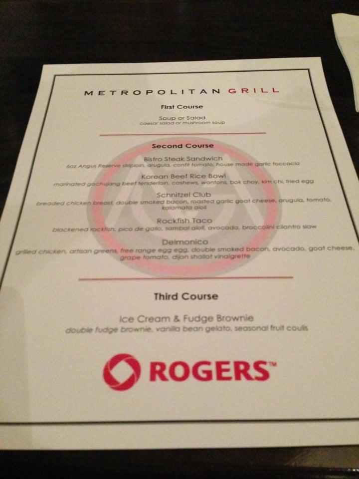 Menu at The Metropolitan restaurant, Calgary, 318 8 Ave SW #150