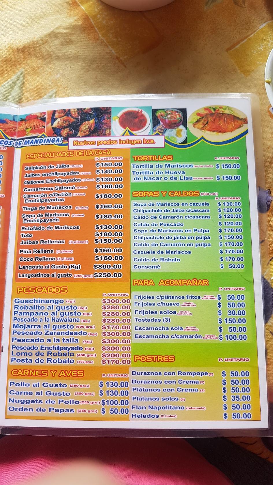 Menu At El T pico De Mandinga De Mandinga Restaurant Mexico menu-at-el-t-pico-de-mandinga-de-mandinga-restaurant-mexico