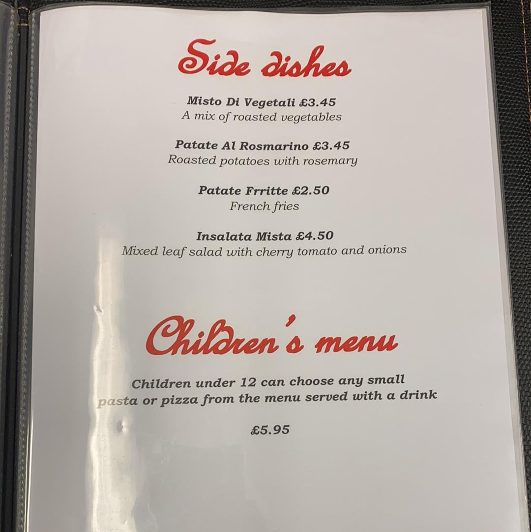 Menu at Il Piacere restaurant, Leeds
