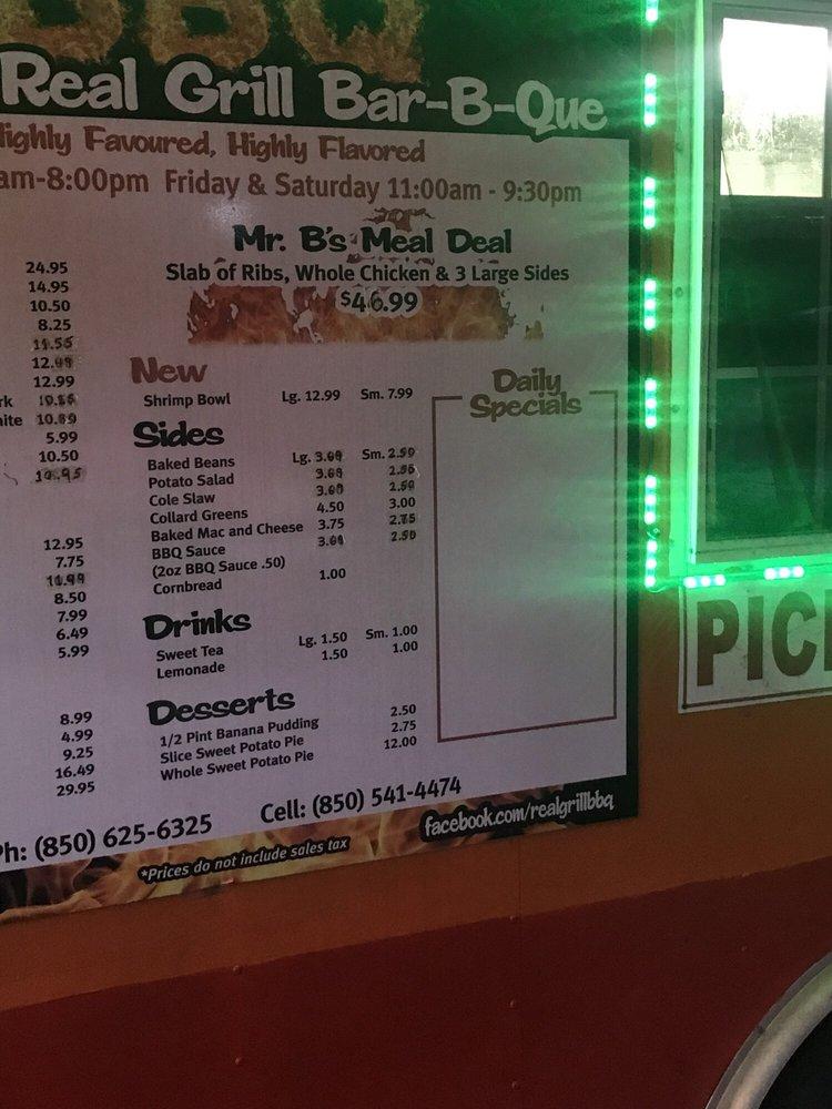 Menu at Mr. B's Real Grill BBQ, Tallahassee