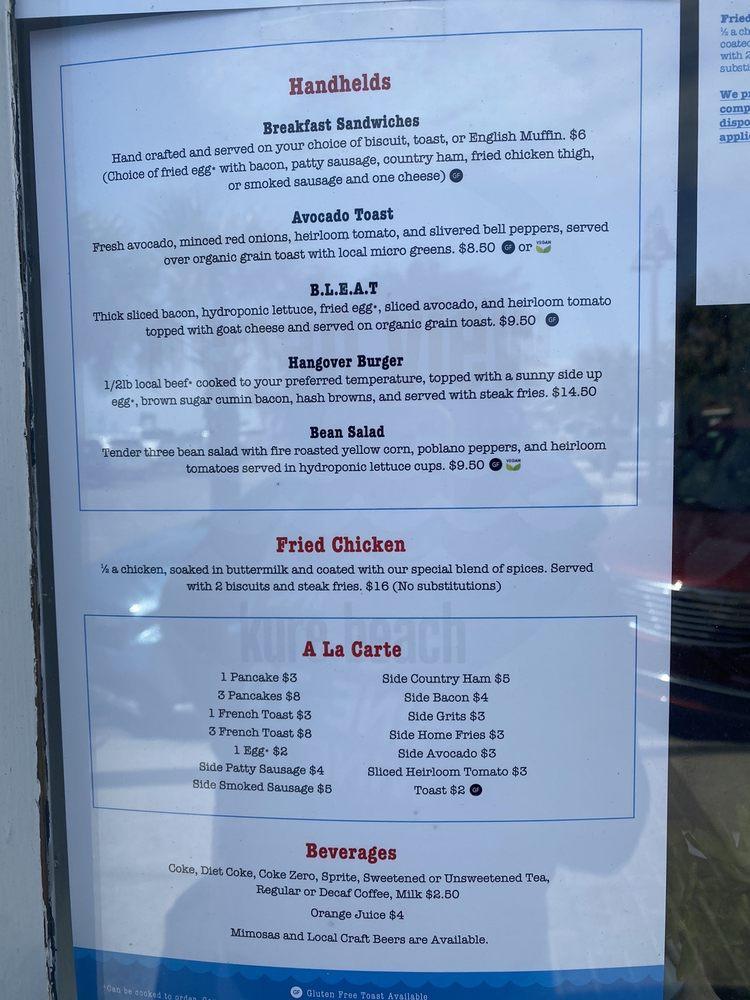Menu at Ocean View Restaurant, Kure Beach, 101 K Avenue