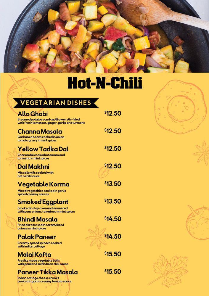 Menu at Hot N Chili Indian Restaurant, San Clemente