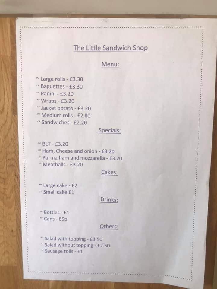 Menu at The Little Sandwich Shop, Kettering
