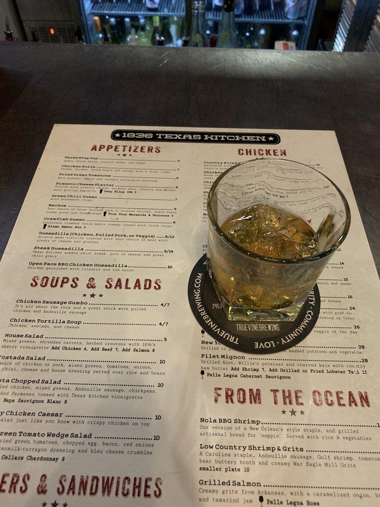Menu at 1836 Texas Kitchen pub & bar, Tyler, Crow Rd