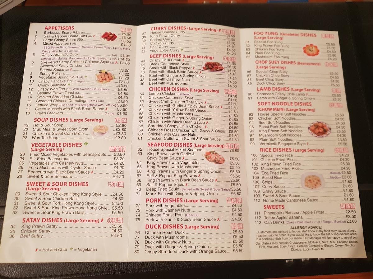 Menu at Golden bridge restaurant, Bourne
