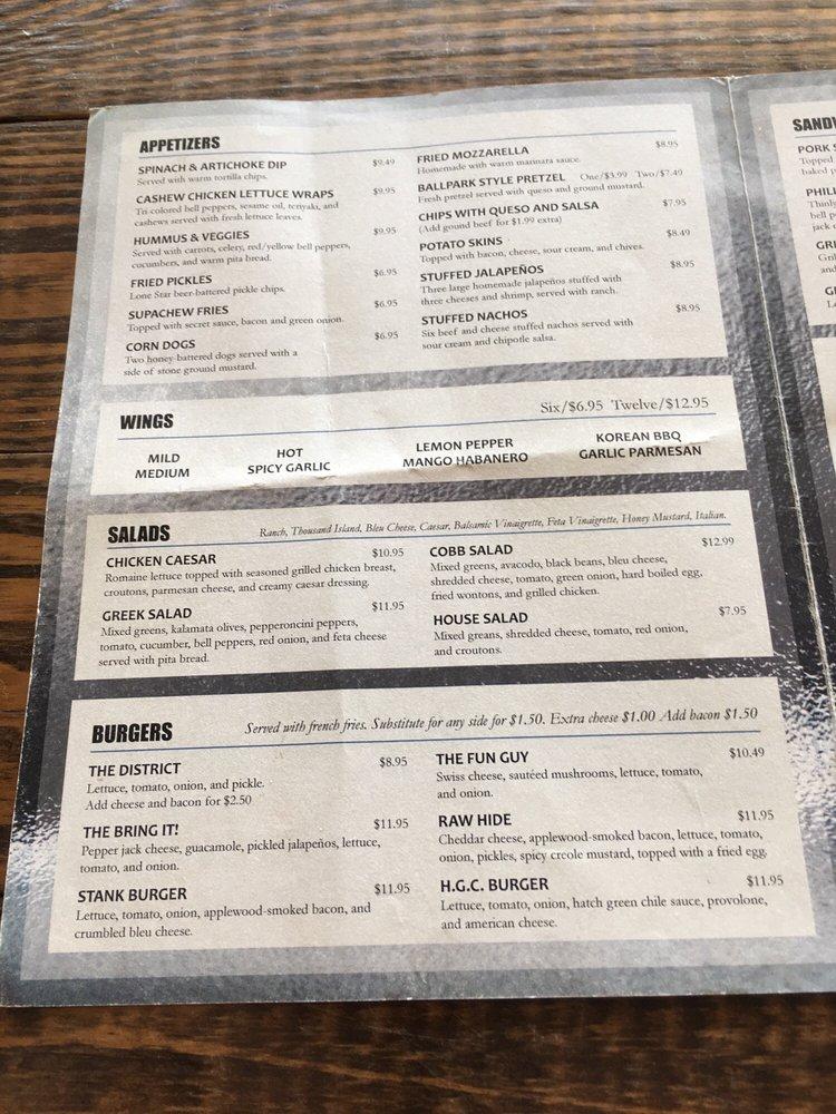 Menu at District 249 Bar & Grill, Tomball