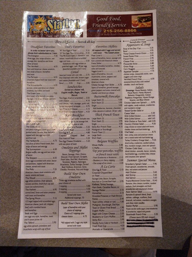Menu at Energy Station restaurant, Harleysville