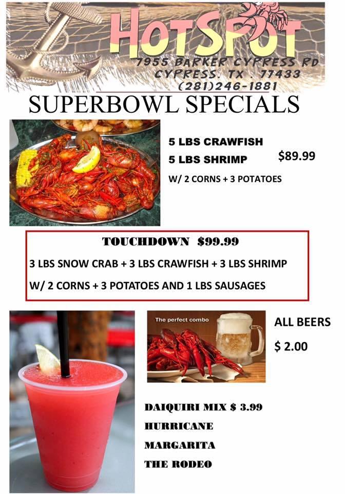 Menu at HotSpot Cajun Seafood House restaurant, Cypress