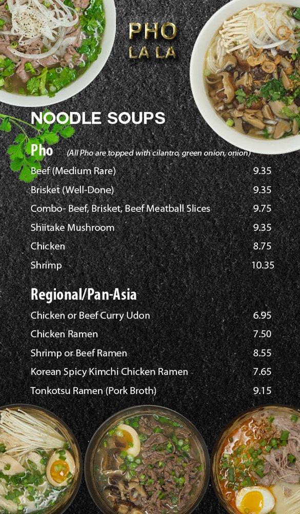 Menu at Pho La La restaurant, Lee's Summit