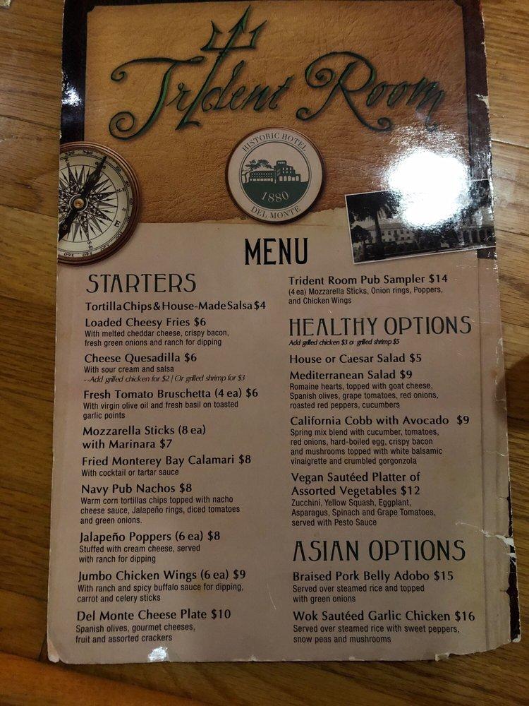 Menu at Trident Room pub & bar, Monterey