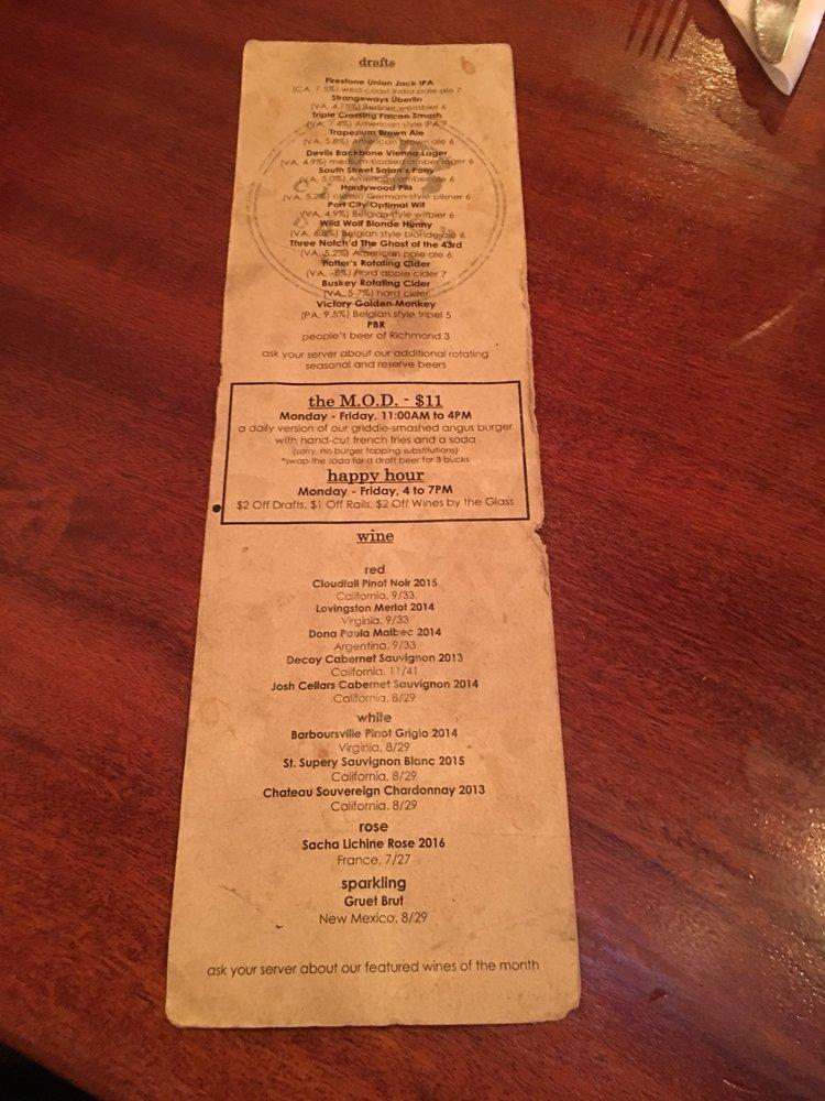 Menu at Citizen Burger Bar, Richmond