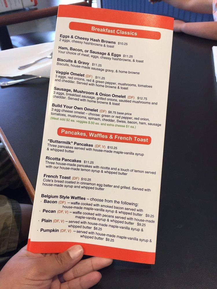 Menu at Cole's Bakery & Cafe, Spokane