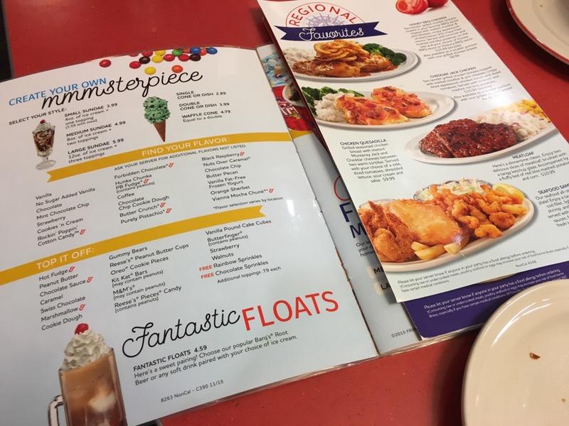 Menu at Friendly's restaurant, Middletown