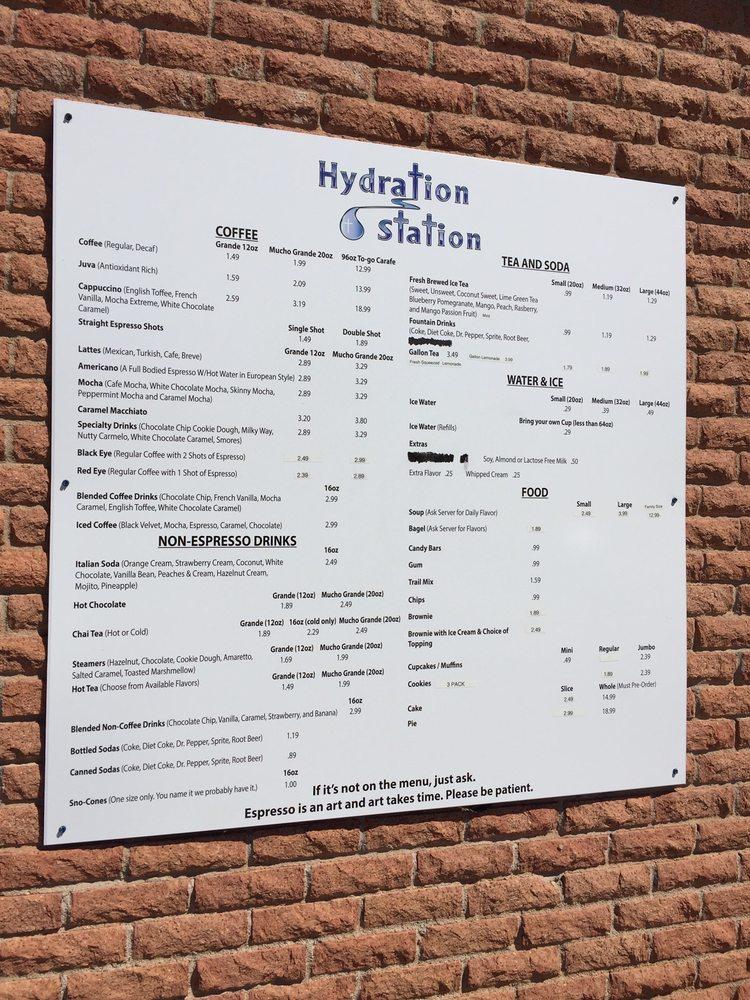 Menu at Hydration Station/H2Moo cafe, Portales