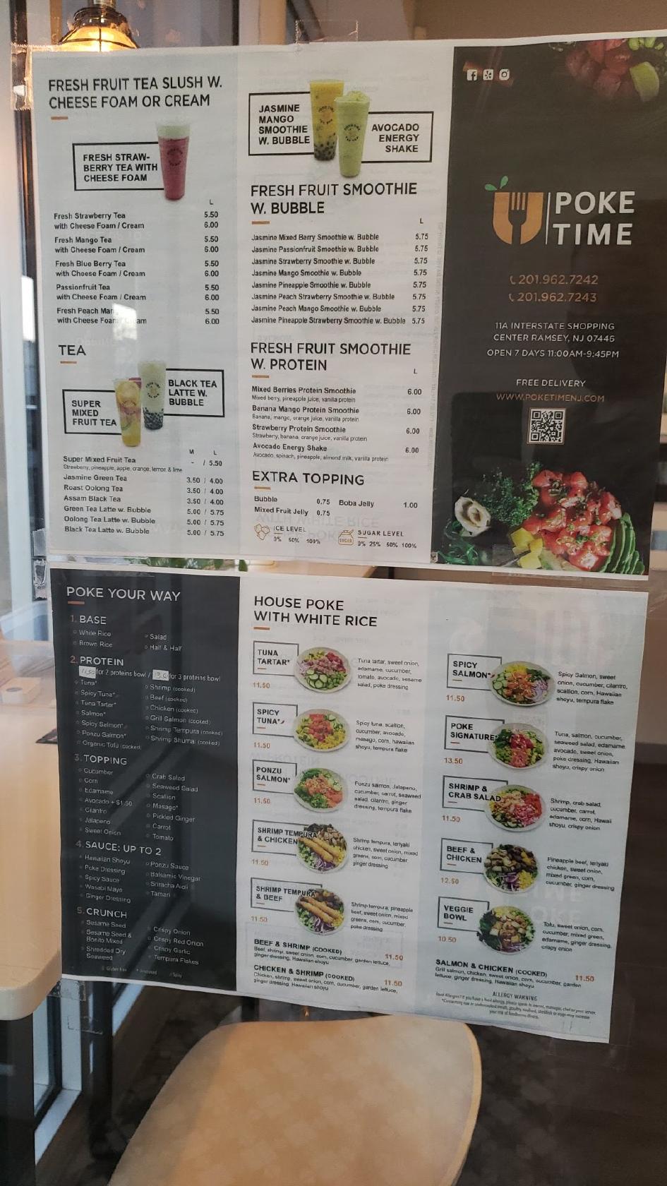Menu at Poke Time restaurant, Ramsey, 11A Interstate Shop Center