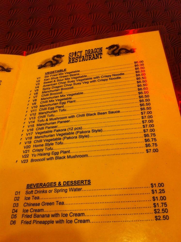 Menu at Spicy Dragon Restaurant, Toronto, Kennedy Rd