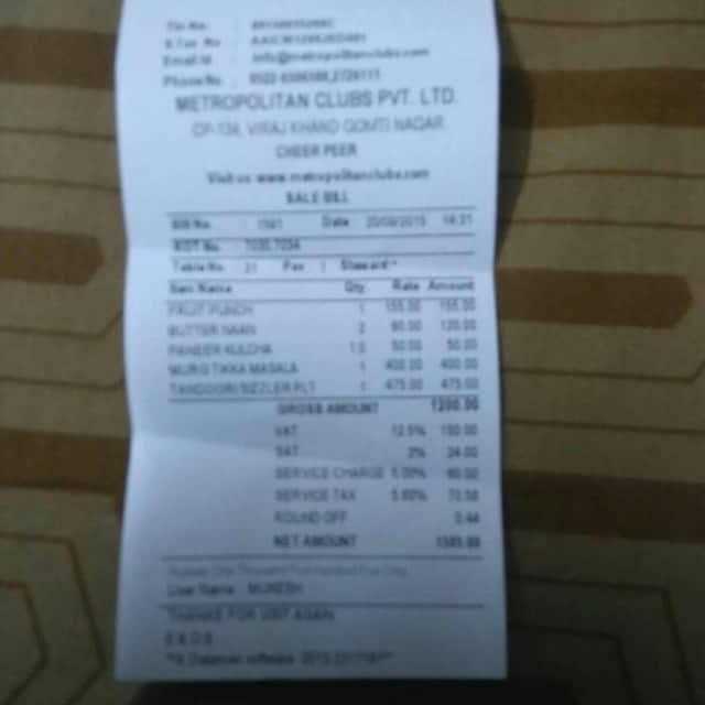 Menu at Urban Turban - The Metropolitan Club, Lucknow