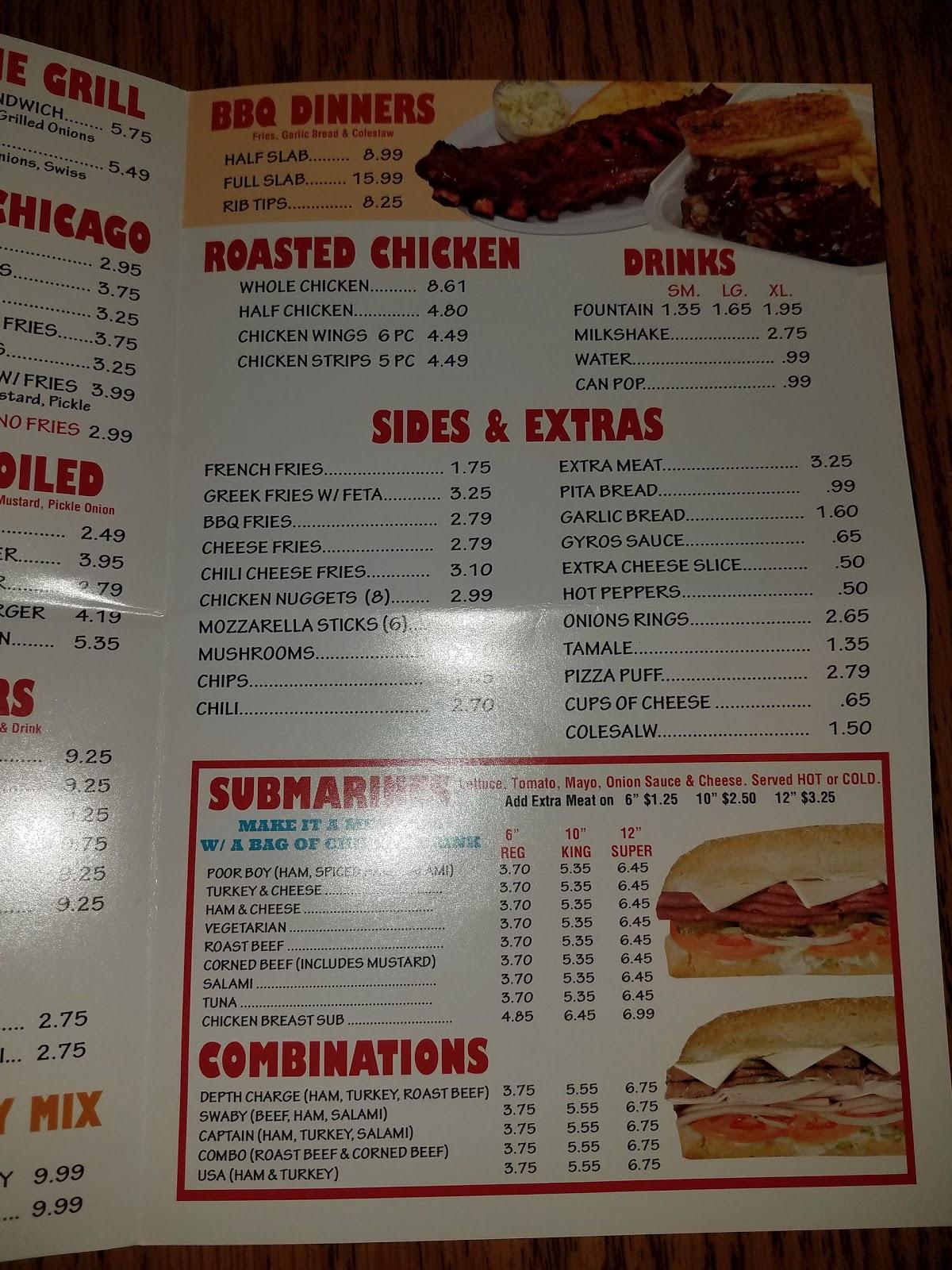 Menu at Poor Boy 2 fast food, Wheaton