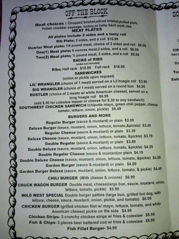 Menu at Jim Bob's Chuck Wagon BBQ, McKenna