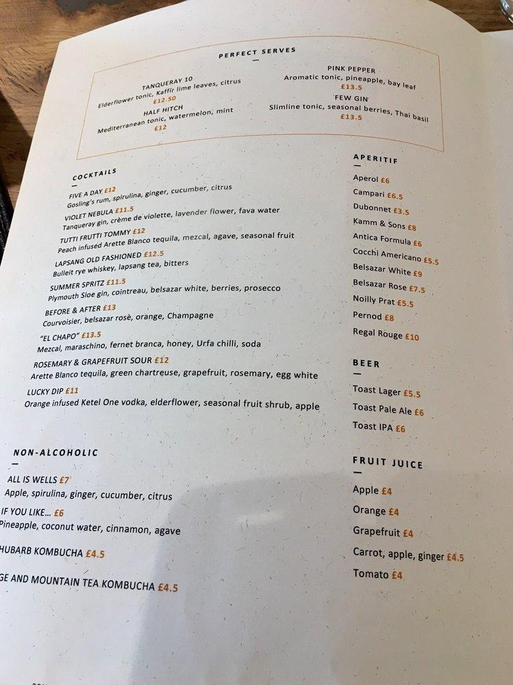 Menu at ROVI restaurant, London