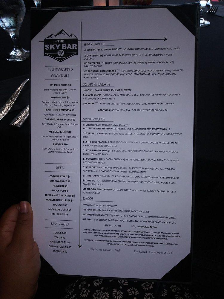 Menu at Caledonia Room at Valhalla Resort Hotel restaurant, Helen