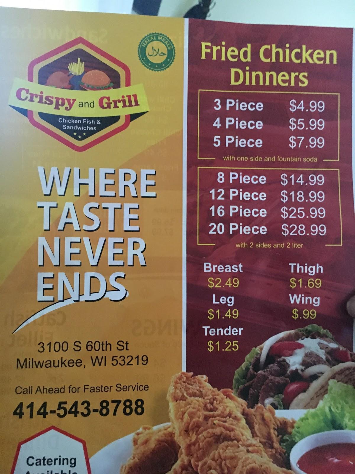 Menu at Crispy and Grill restaurant, Milwaukee