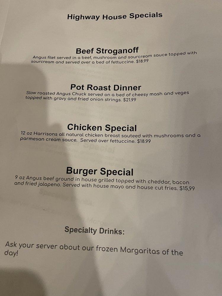 Menu at Highway House pub & bar, Chicago