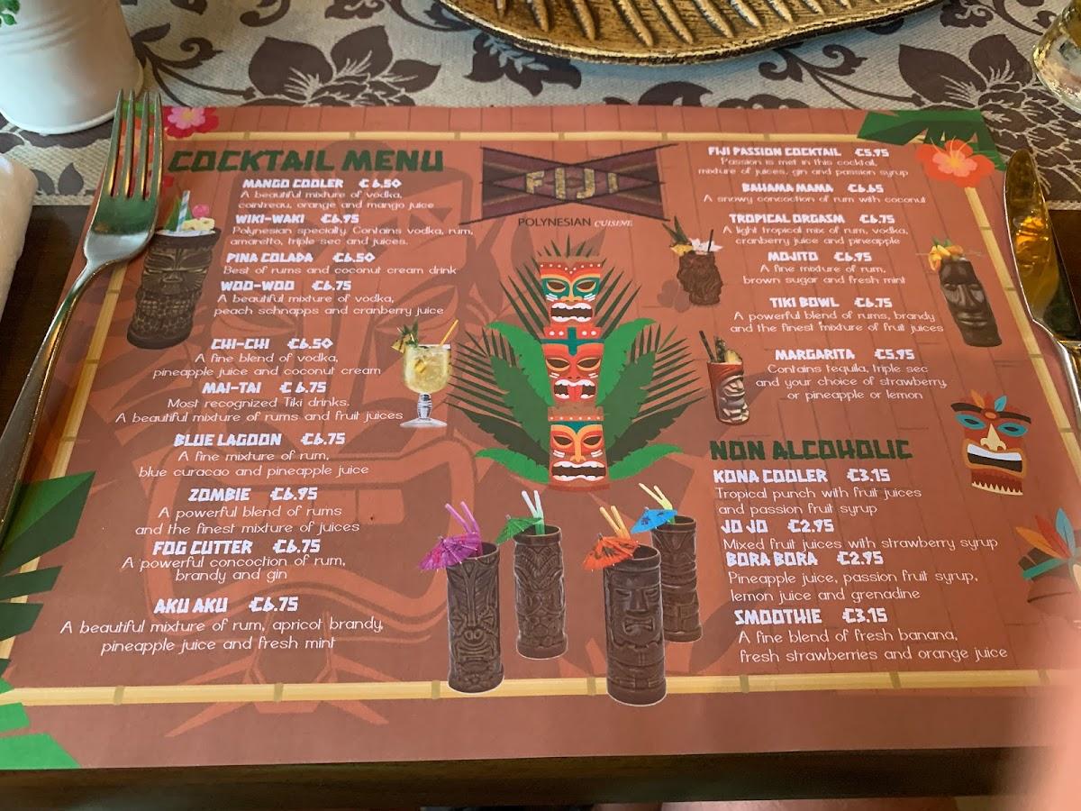 Menu at Fiji Polynesian Cuisine, Ayia Napa, X2Q2+758