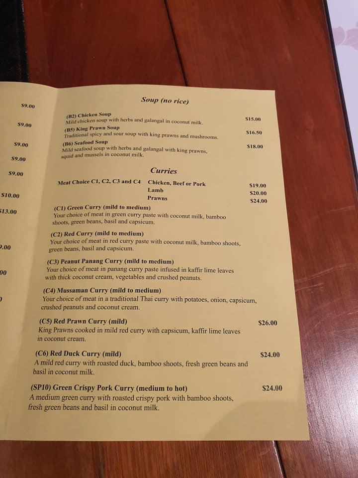 Menu at Thai Royal Restaurant Matamata, Matamata