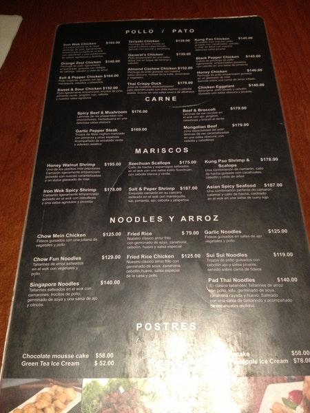 Menu at Iron Wok restaurant, Tijuana, Blvd. Agua Caliente 11999 Col ...