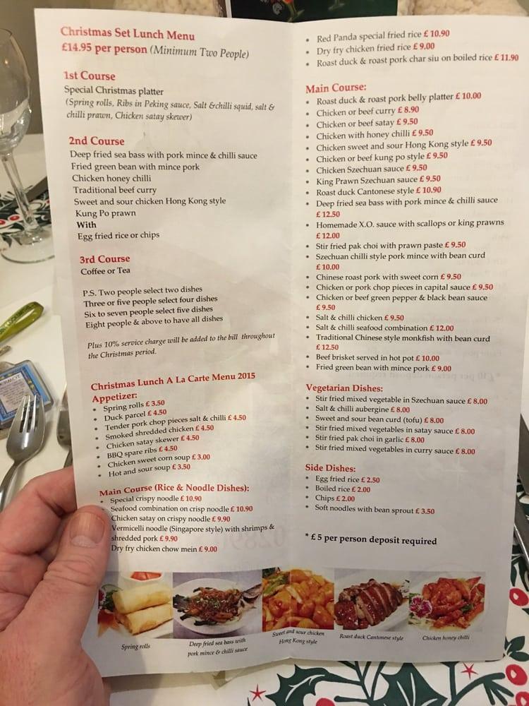 Menu at Red Panda Restaurant, Belfast, 60 Great Victoria St
