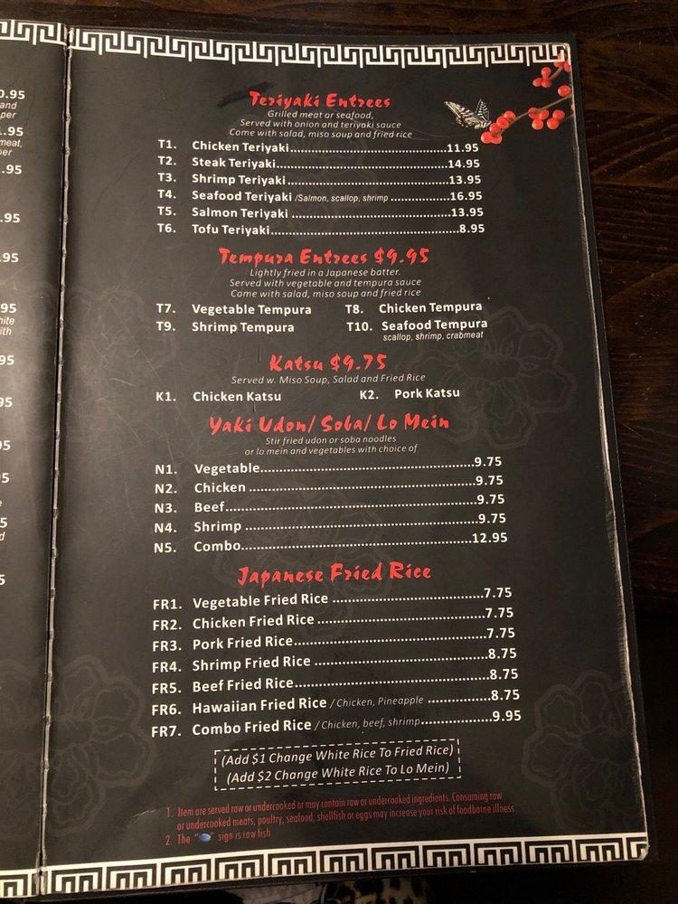 Menu at Sake Japanese Restaurant, McAlester
