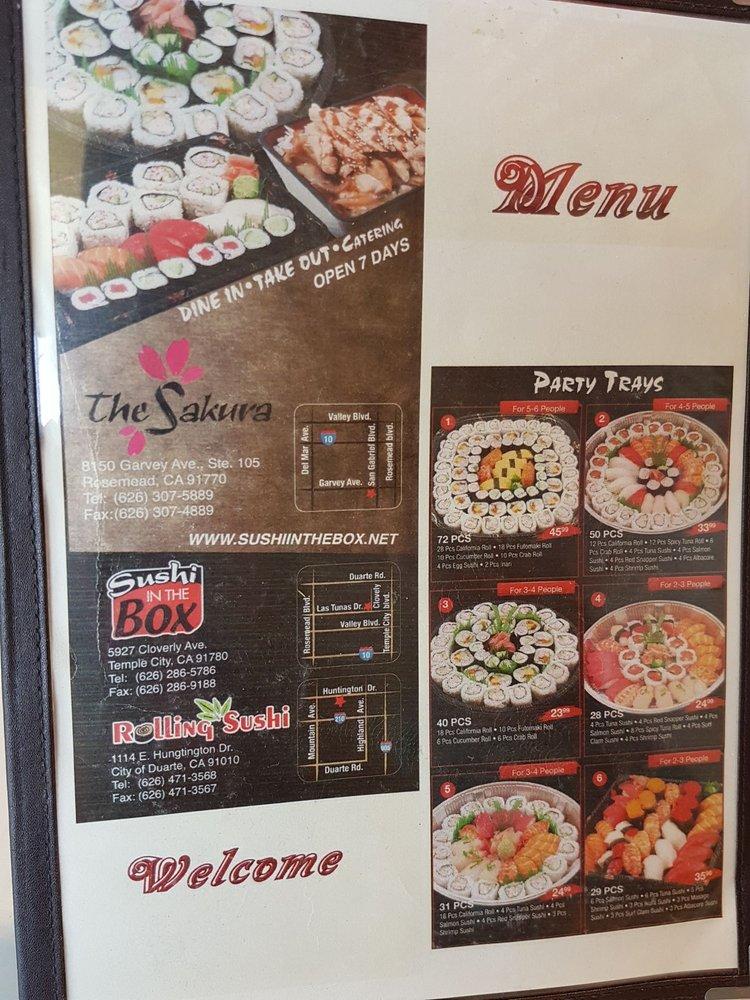 Menu at Sushi in The Box restaurant, Temple City
