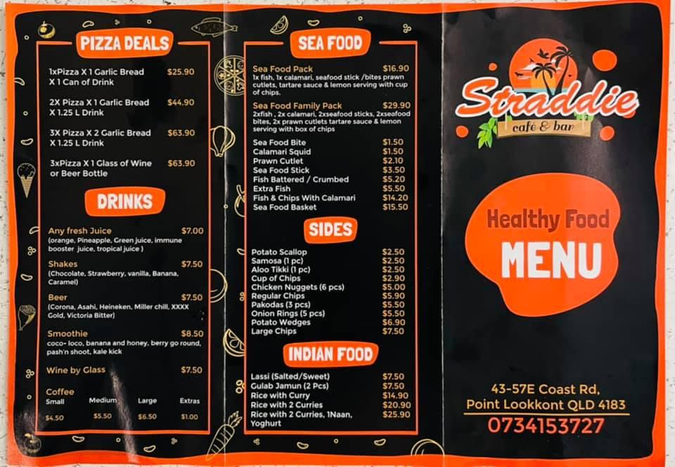 Menu at Straddie Cafe & Bar, Point Lookout, 44/57 East Coast Rd