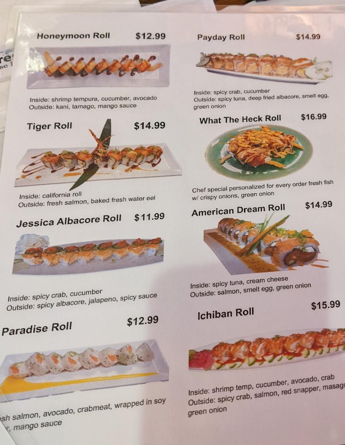 Menu at Sushi Fresh Camarillo restaurant, Camarillo