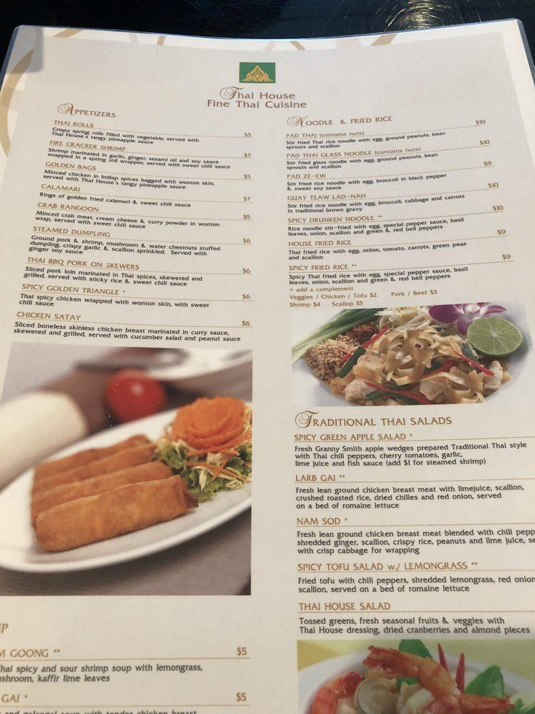 Menu at Thai House restaurant, Dothan