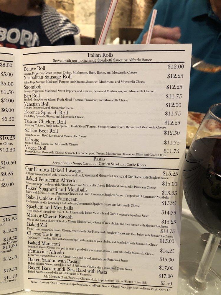 Menu at Tour Of Italy Cafe, Greenfield