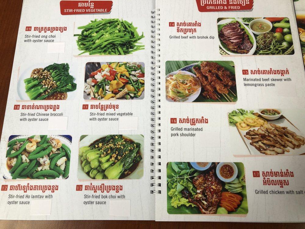 Menu at Cambodian and Chinese Fast Food, Tacoma