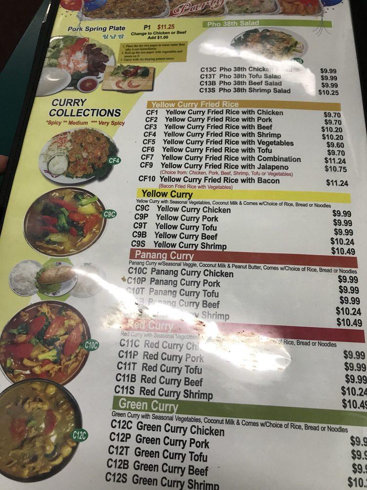 Menu at Pho 38th restaurant, Tacoma, S Steele St STE G