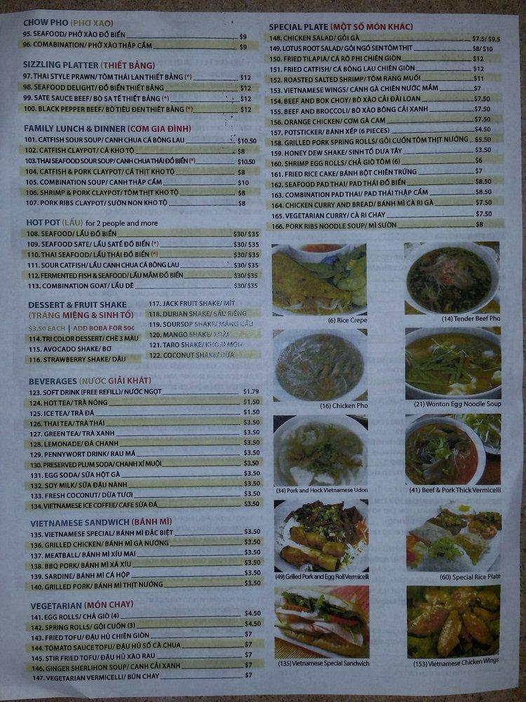 Menu at Pho King Eggroll II LLC restaurant, Goodyear