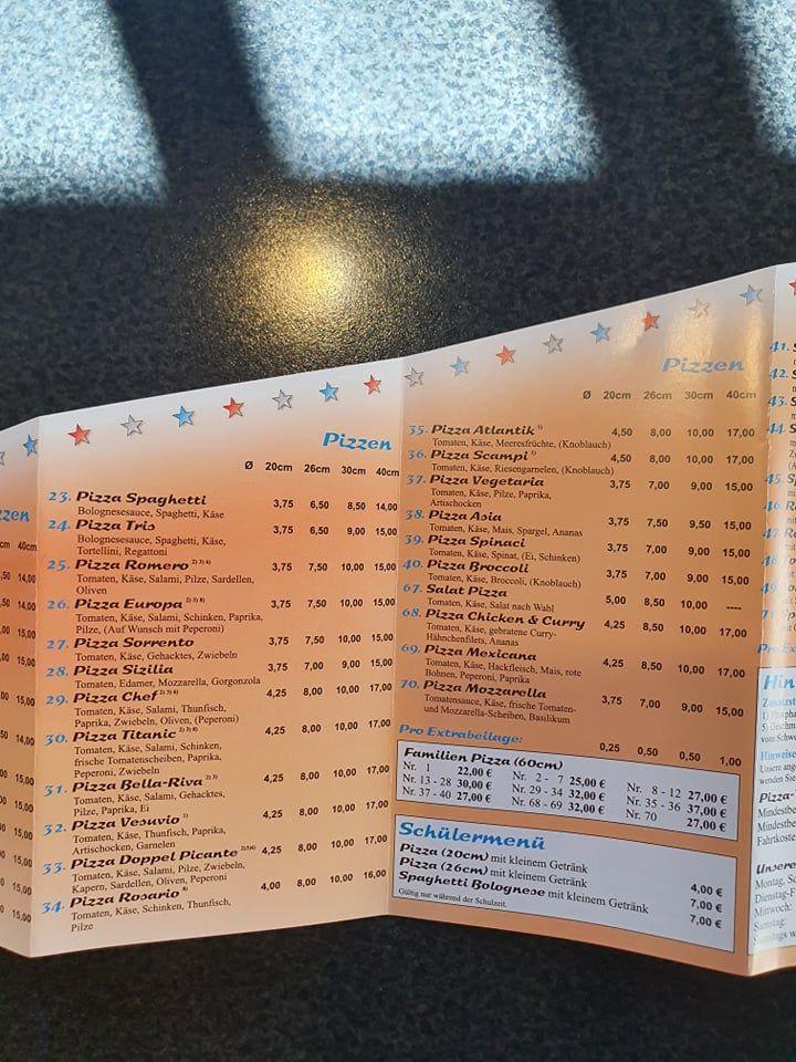 Carta de Pizzeria Bella Riva, Büren